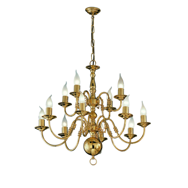 Franklite Delft 12 Light Flemish Ceiling Chandelier In Polished Brass ...