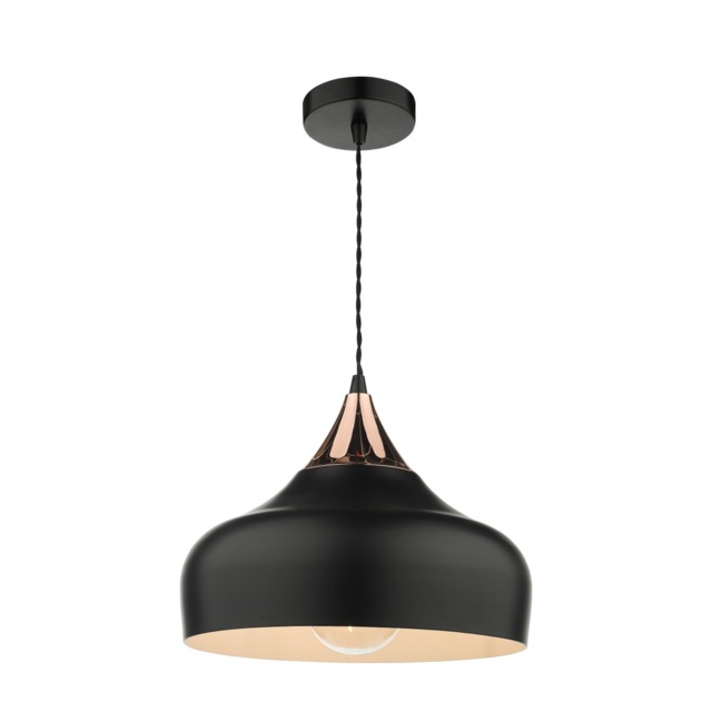 Dar Lighting Gaucho Single Ceiling Pendant Light In Matt Black And ...