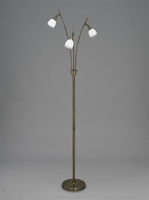 S221 3 Light Standard Floor Lamp In Bronze With Clear Edged White Glass ...