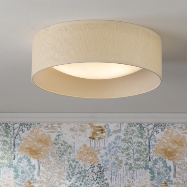 Laura Ashley Buckenham 2 Light Rattan Flush Ceiling Light With White ...