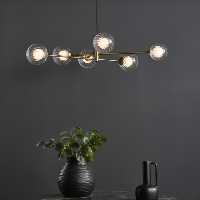 Dar Lighting Vignette 6 Light Ceiling Pendant Light In Aged Brass ...