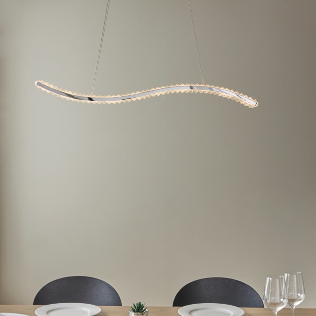 Alice Linear LED Ceiling Pendant Light In Chrome Finish With Clear ...