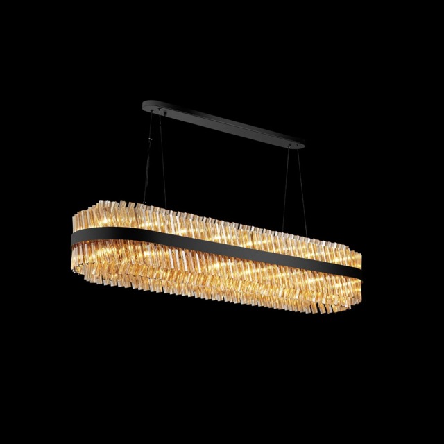 Hampton 36 Light Oblong Ceiling Pendant Light In Satin Black Finish ...