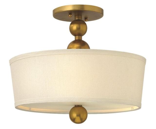 HK/ZELDA/SF VS Vintage Brass Zelda Semi Flush Ceiling Light with Shade ...