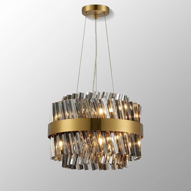 Hampton 10 Light Round Ceiling Pendant Light In Brass Finish With ...