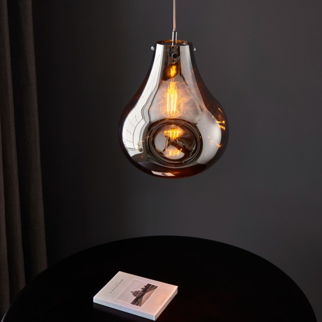 Ore Ceiling Pendant Light In Chrome Finish With Large Copper Metallic ...