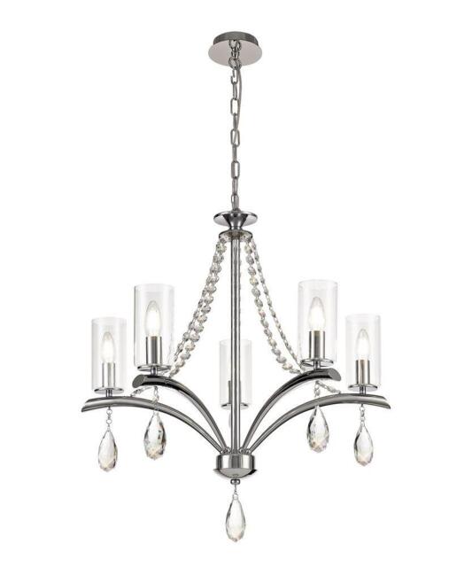Diyas IL32795 Rhea 5 Light Multi Arm Ceiling Pendant In Polished Chrome ...
