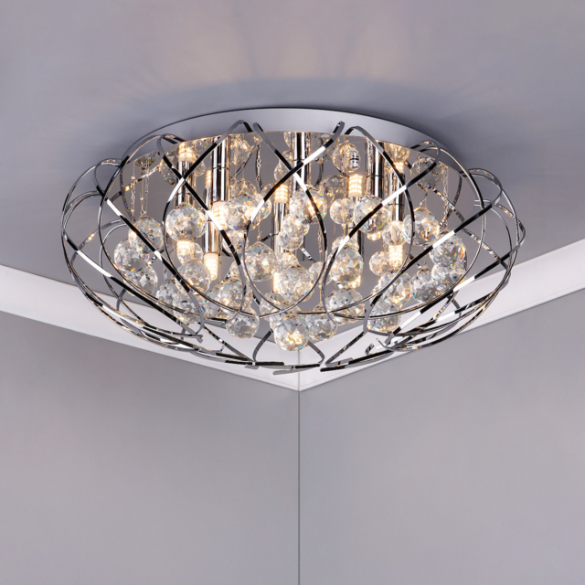 Dar Wisebuys DAV4850 Riya 8 Light Crystal Flush Ceiling Light In ...