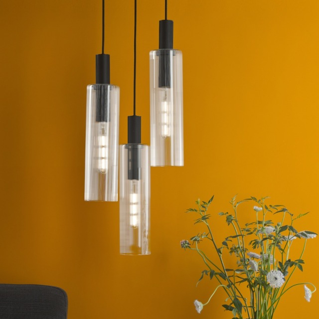 Dar Lighting Ruben 3 Light Cluster Ceiling Pendant Light In Satin Black ...