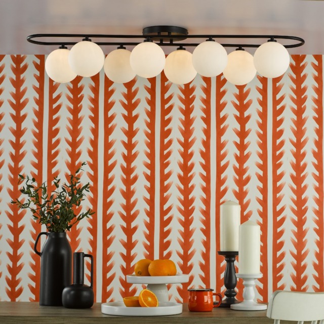 Dar Lighting Luana 8 Light Semi Flush Ceiling Light In Matt Black With ...