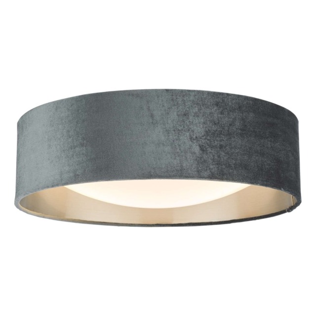 Dar Lighting Nysa 2 Light Flush Ceiling Light With Dark Grey Velvet ...