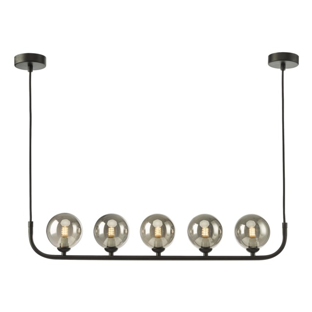 Dar Lighting Cradle 5 Light Bar Ceiling Pendant Light In Black Finish ...