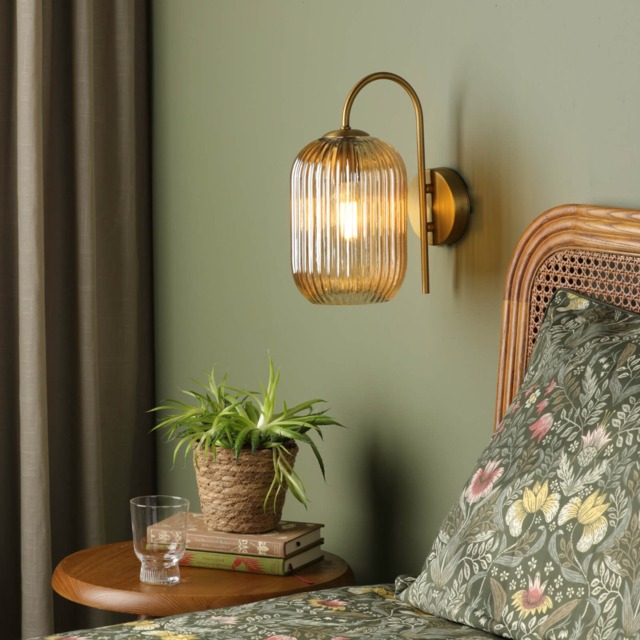 Dar Lighting Idra Wall Light In Aged Bronze Finish With Champagne ...
