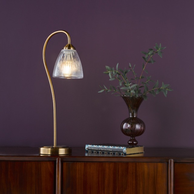 Dar Lighting Glynis Table Lamp In Antique Bronze With Ribbed Glass ...
