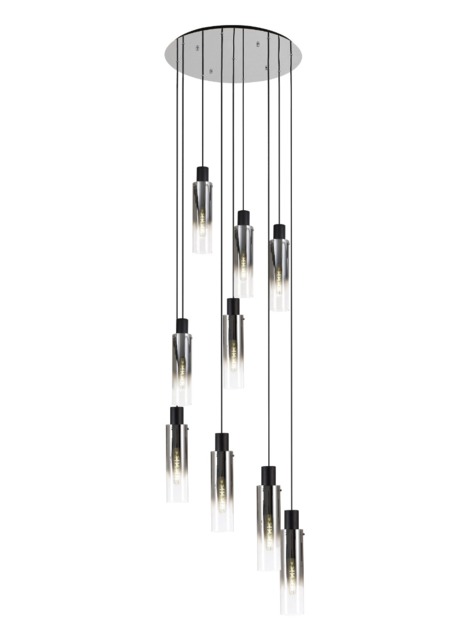 Fuse 9 Light Cluster Ceiling Pendant in Polished Chrome with Ombre ...