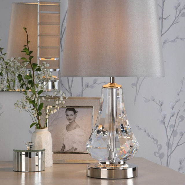 Laura Ashley Humby Crystal Touch Table Lamp With Silver Faux Shade ...