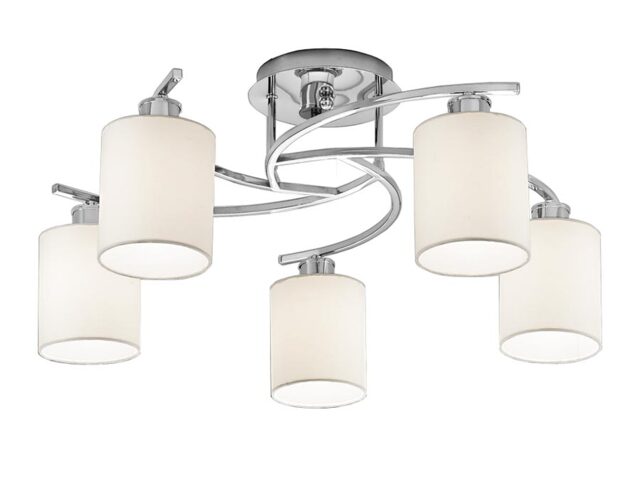 Spell 5 Light Flush Ceiling Light In Chrome Finish With Fabric Shades ...