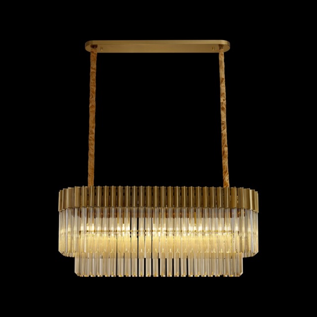 Prestige Metro Rectangular Ceiling Pendant Light In Brass With Clear ...