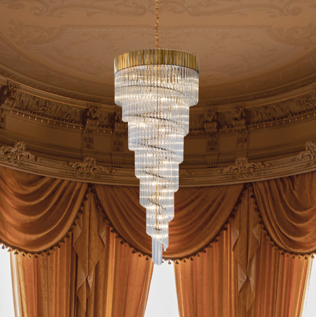 Prestige Metro Grand Spiral Ceiling Pendant Light In Brass With Clear ...