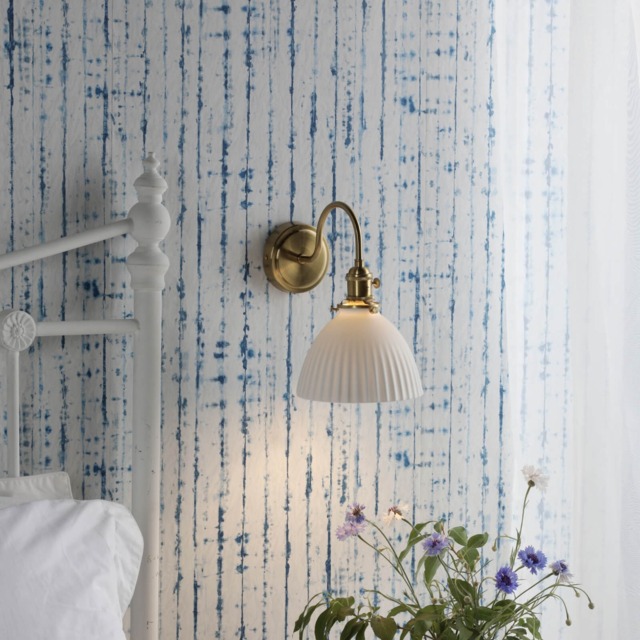 Dar Lighting Hadano Wall Light In Natural Brass Finish With Ceramic ...