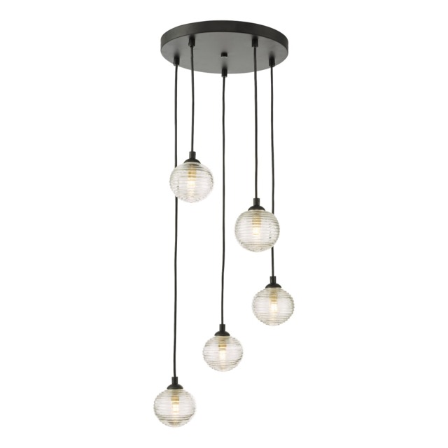 Dar Lighting Federico 5 Light Cluster Ceiling Pendant Light In Black ...