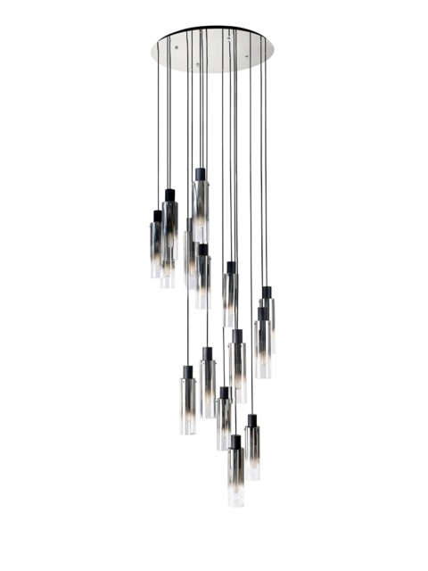 Fuse 15 Light Cluster Ceiling Pendant in Polished Chrome with Ombre ...
