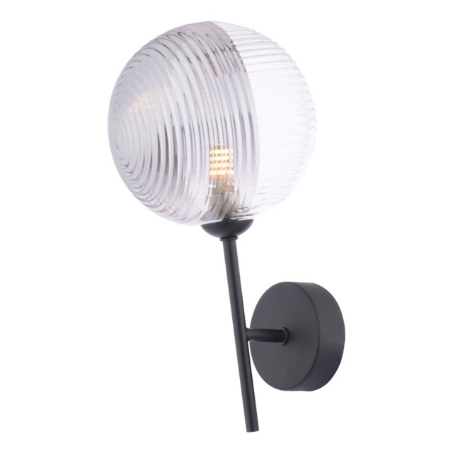 Dar Lighting Cohen Wall Light In Matt Black With Ribbed Glass Shades by ...