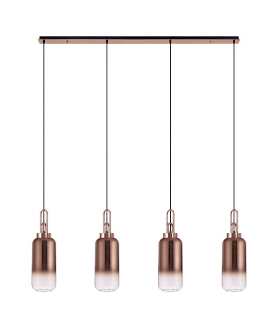 Glenn 4 Light Linear Ceiling Pendant Light In Copper With Copper And ...