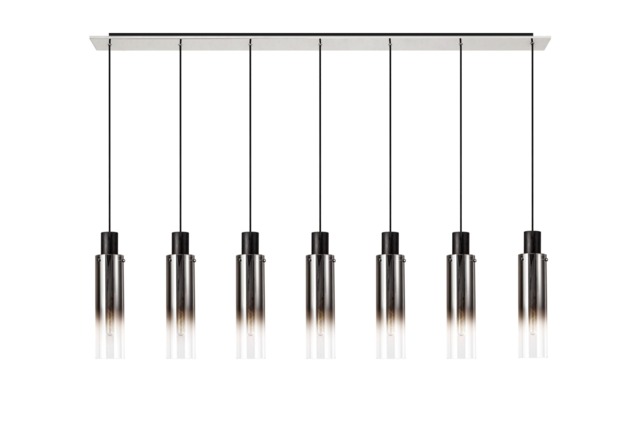 Fuse 7 Light Linear Ceiling Pendant in Polished Chrome with Ombre ...