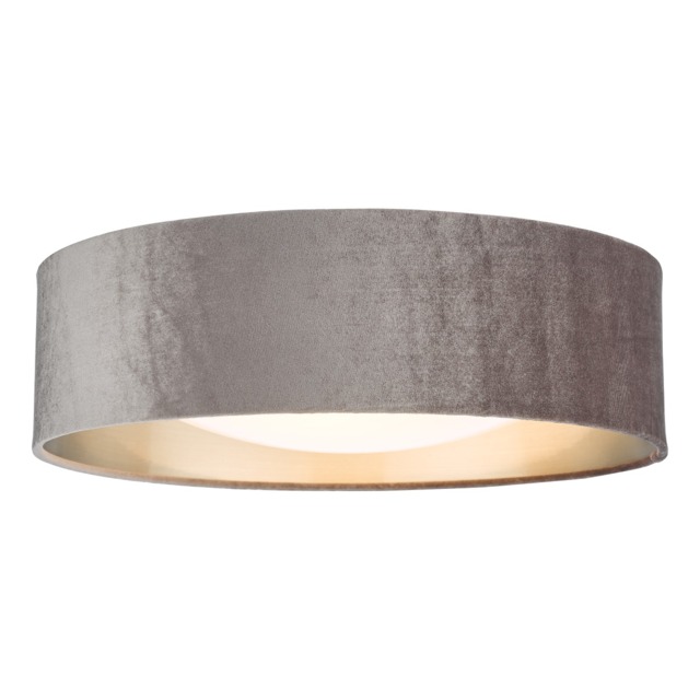 Dar Lighting Nysa 2 Light Flush Ceiling Light With Mink Brown Velvet ...