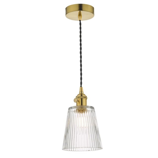 Dar Lighting Hadano Single Ceiling Pendant Light In Natural Brass With ...