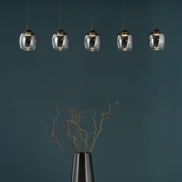 Dar Lighting Ramona LED Bar Ceiling Pendant In Matt Black With Smoked ...