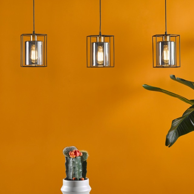 Dar Lighting Tatum 3 Light Bar Ceiling Pendant Light In Matt Black ...