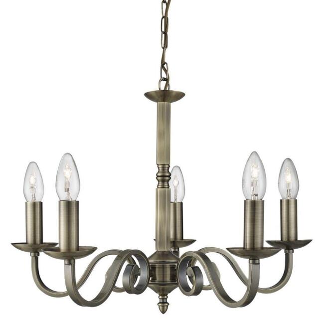 Searchlight 1505-5AB Richmond Multi Arm Ceiling Light Antique Brass ...