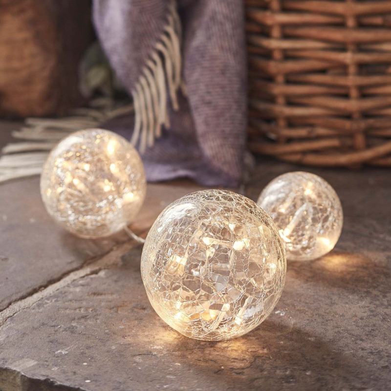 3 Clear Glass Fairy Light Orbs by Lights4fun | ufurnish.com