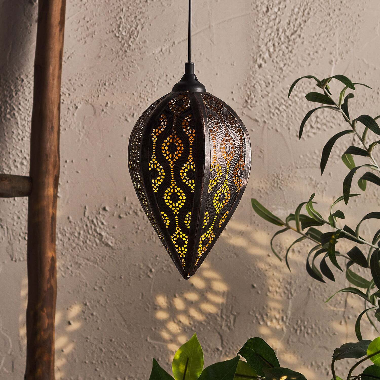 Bronze Teardrop Solar Outdoor Pendant Light by Lights4fun | ufurnish.com
