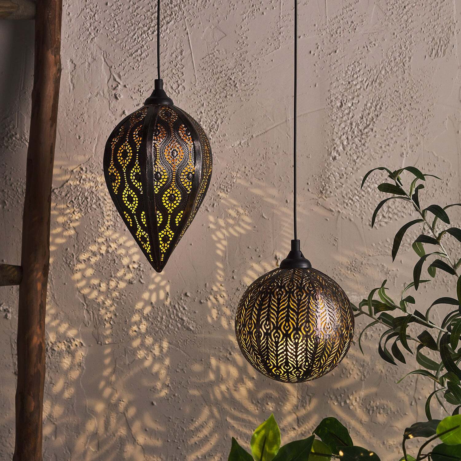 Bronze Solar Outdoor Pendant Light Duo by Lights4fun | ufurnish.com