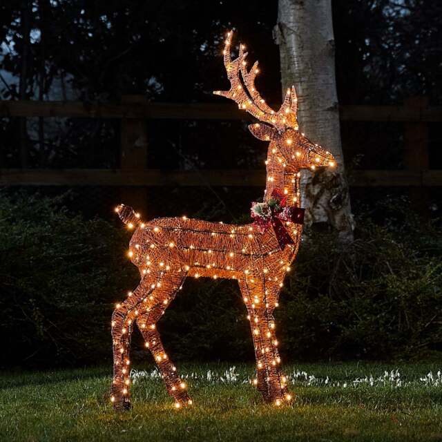 1.2m Harewood Stag Brown Glitter LED Light Up Reindeer by Lights4fun ...
