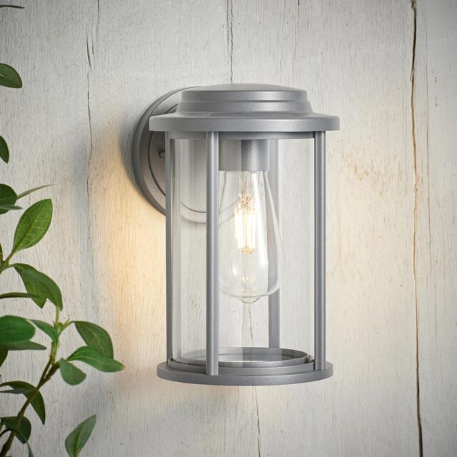 Grey Lantern Outdoor Wall Light by Lights4fun | ufurnish.com