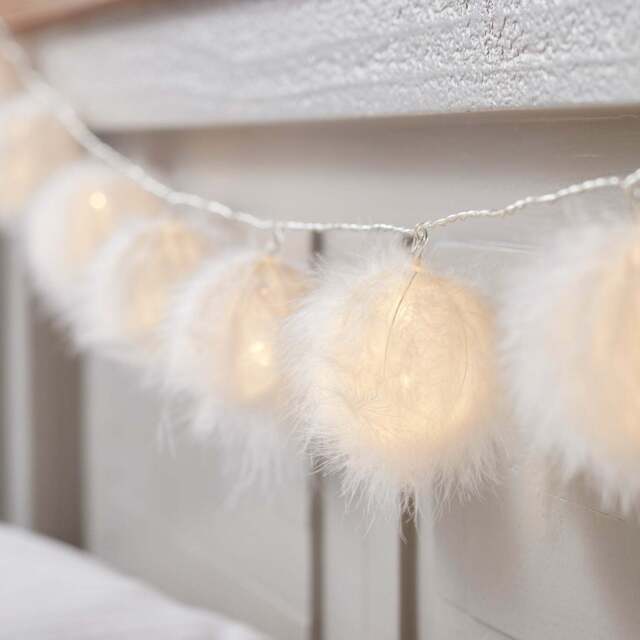 10 Fluffy Ball Battery Fairy Lights by Lights4fun | ufurnish.com