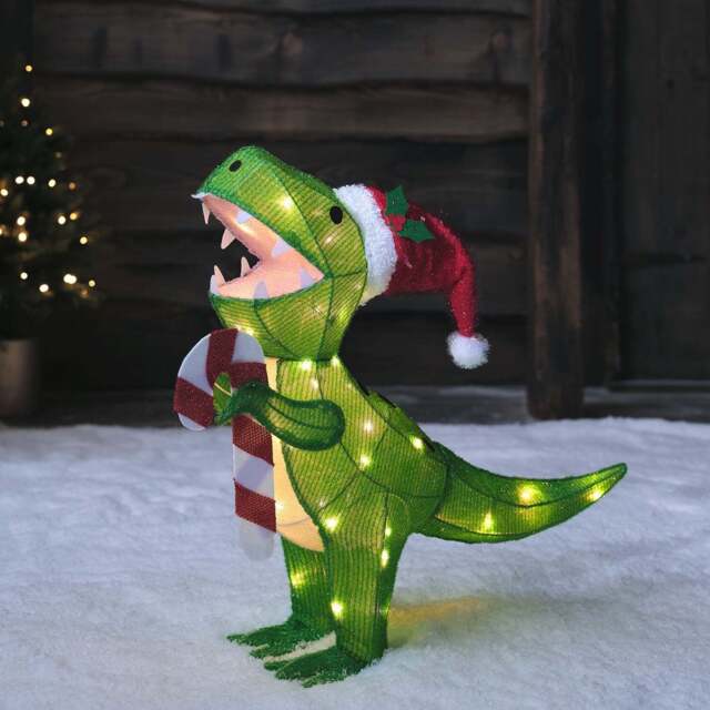 53cm Terrence the Christmas T-Rex Pre Lit 3D Fabric Figure by ...
