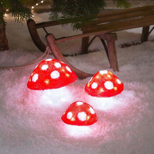 3 Toadstool Outdoor Christmas Decorations by Lights4fun | ufurnish.com
