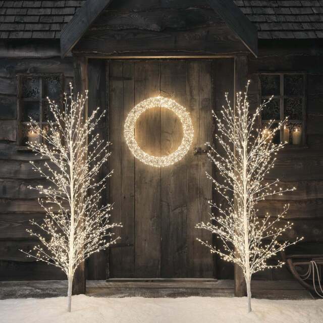 Winter White LED Tree & Wreath Light Porch Bundle by Lights4fun ...
