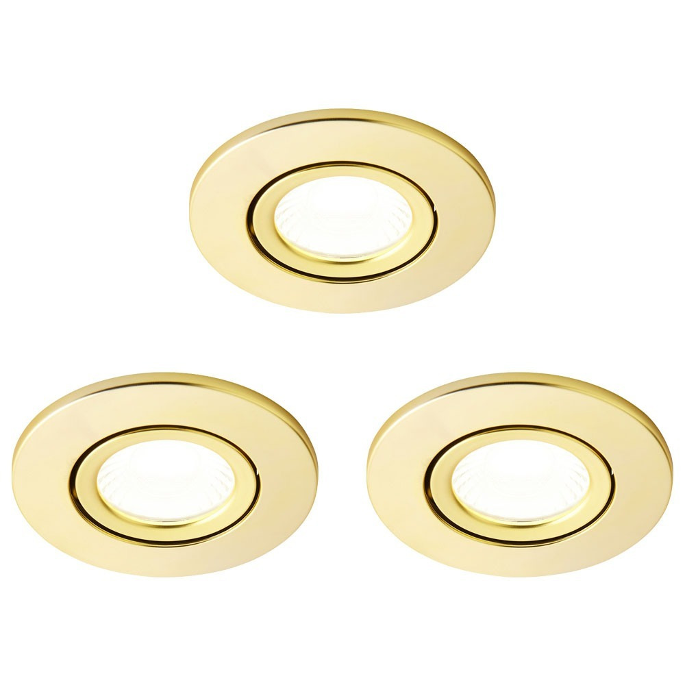 3 Pack of Adjustable LED Fire Rated IP65 Recessed Downlights - Satin ...