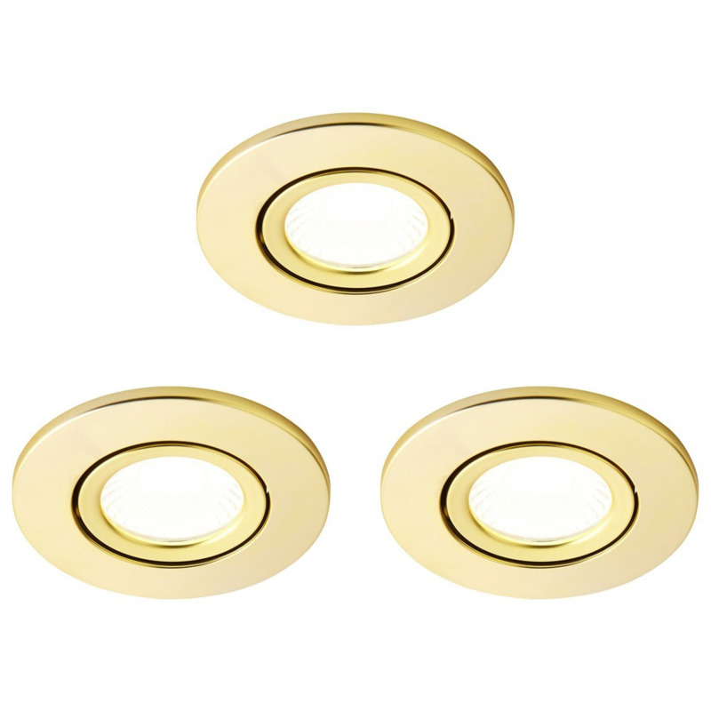 3 Pack of Adjustable LED Fire Rated IP65 Recessed Downlights - Satin ...