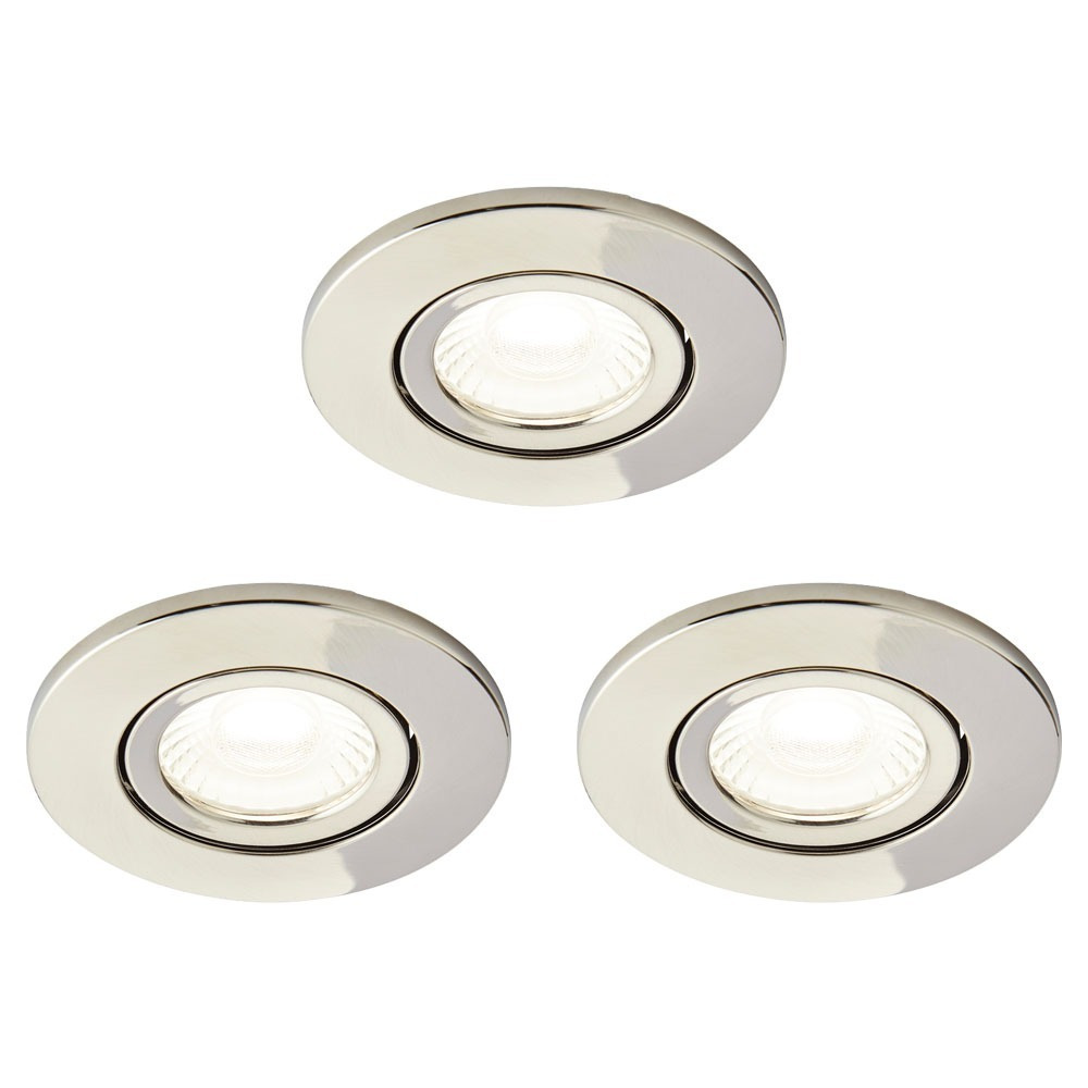 3 Pack of Adjustable LED Fire Rated IP65 Recessed Downlights - Satin ...
