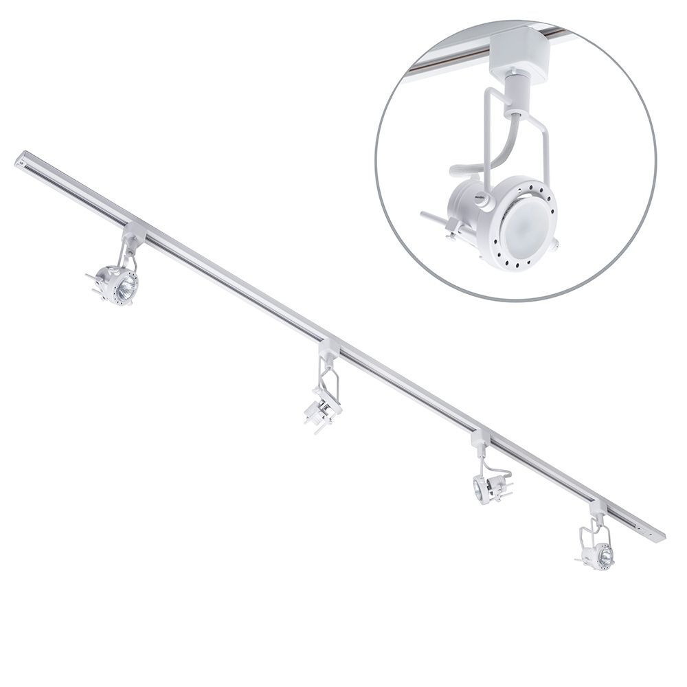 2 metre Track Light Kit with 4 Greenwich Heads and LED Bulbs - White by ...