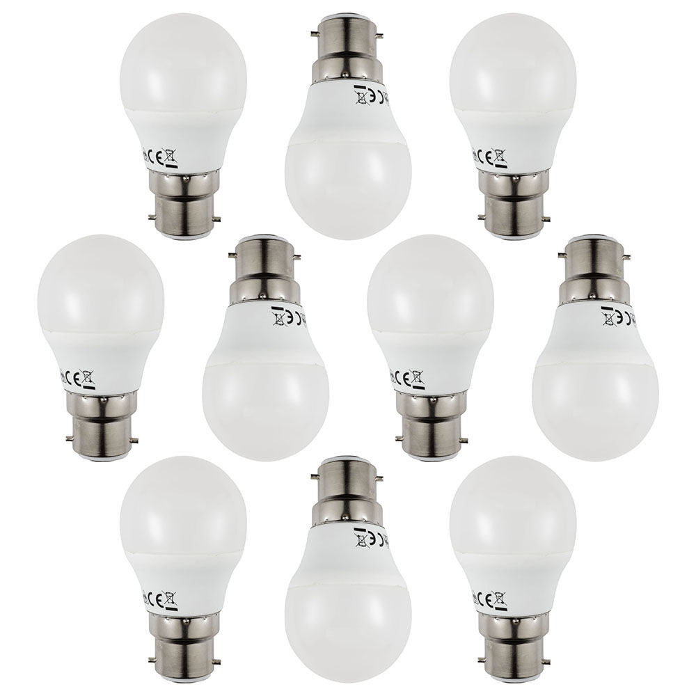10 Pack of 5.2 Watt LED B22 Bayonet Cap Golf Ball Light Bulb - Cool ...