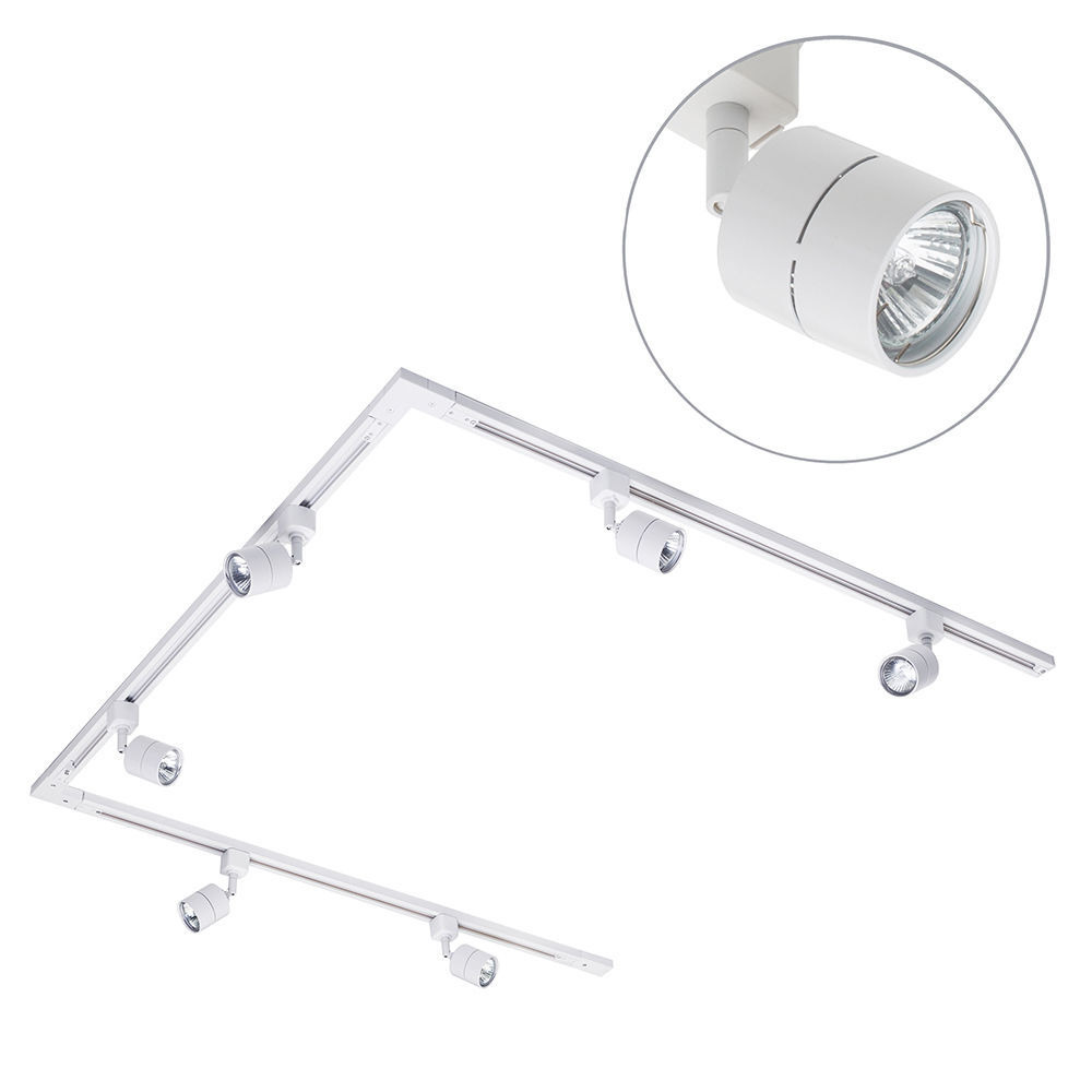3 metre U Shape Track Light Kit with 6 Soho Heads and LED Bulbs - White ...