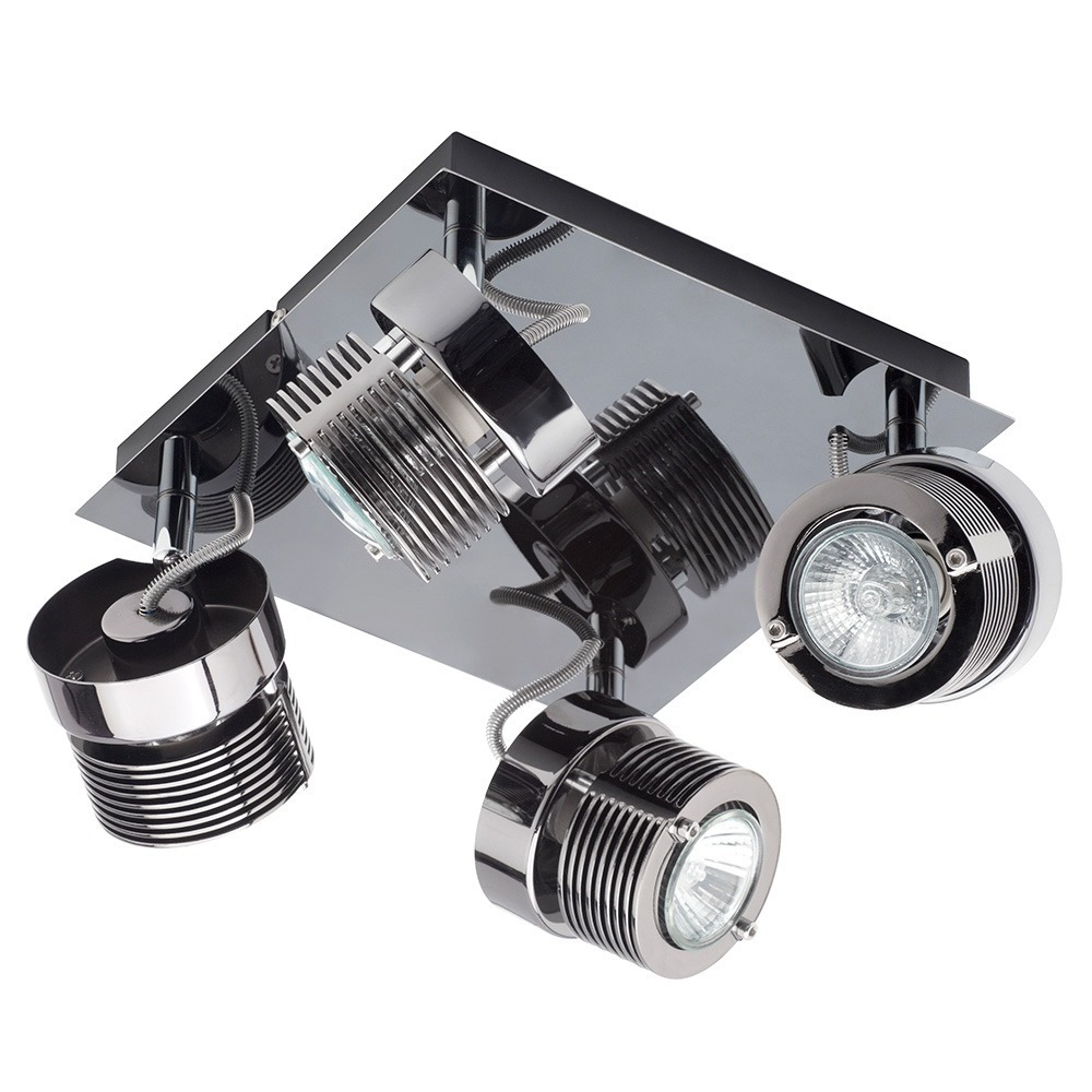 4 Light Telford Cylinder Ceiling Square Spotlight Plate - Black by ...